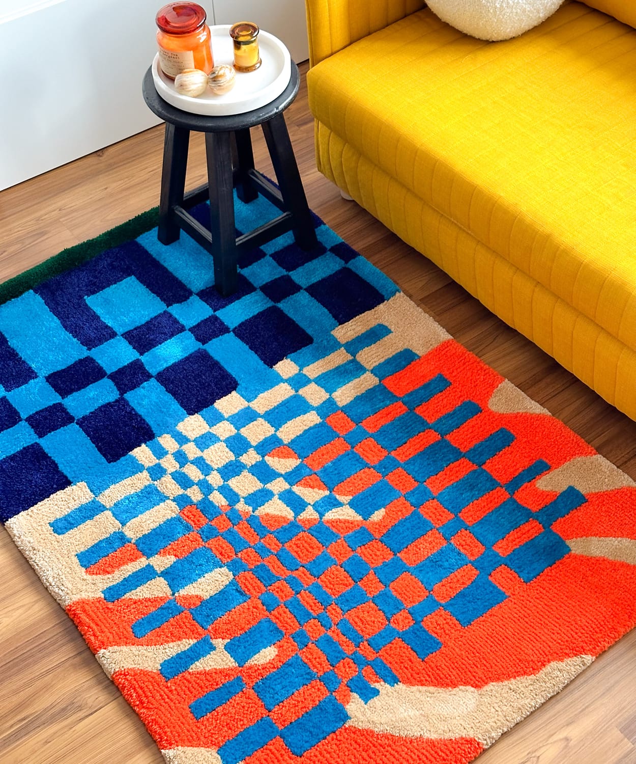 Checkers Wave Handtufted Tapestry — Jun Objects